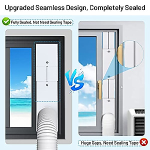 Kesfitt Portable Air Conditioner Window Vent Kit with 5.9'' Exhaust Hose & Coupler,Upgraded Seamless AC Kit,Window Seal Plates Adjustable Length from 17" to 60" for Sliding