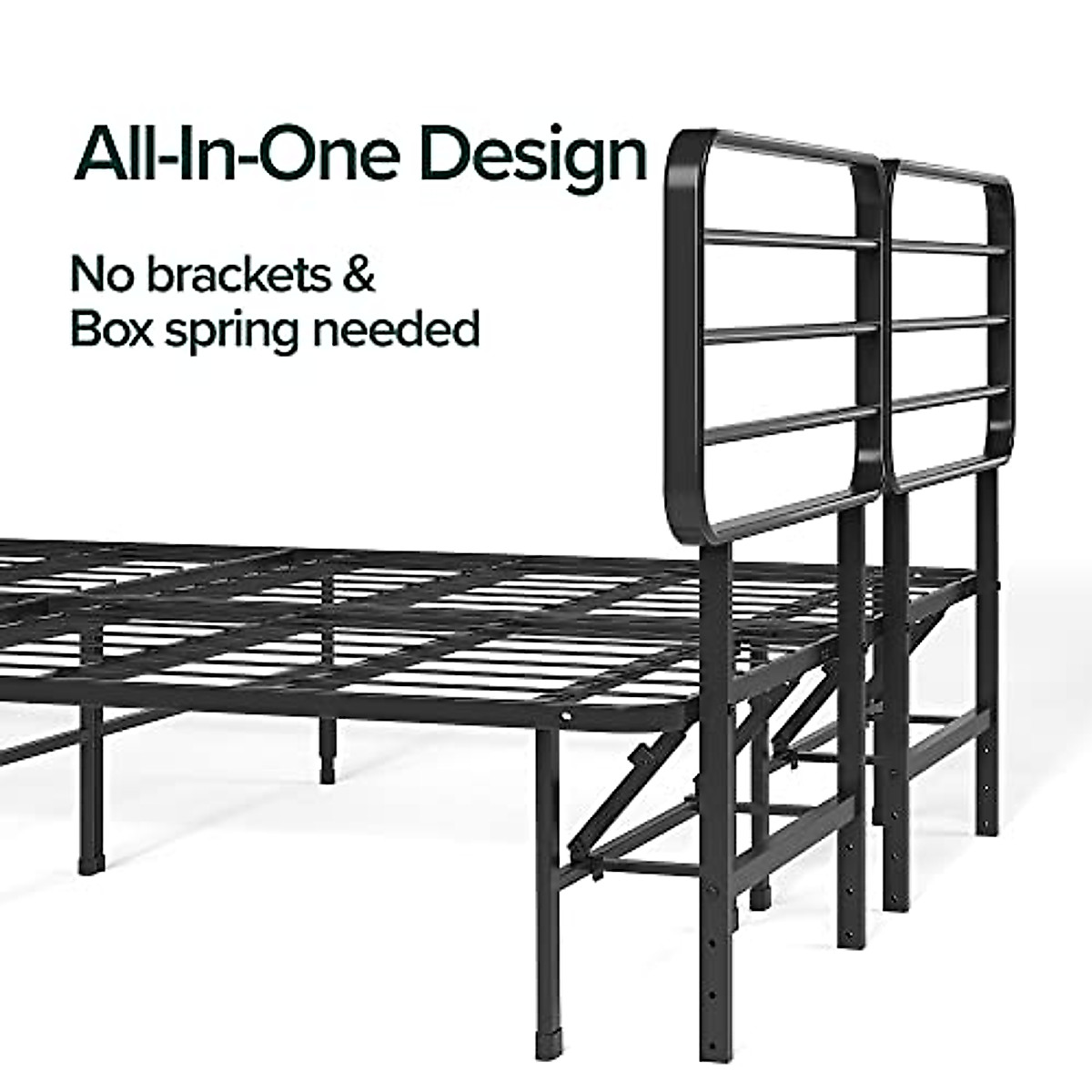 ZINUS SmartBase Mattress Foundation with Headboard / 14 Inch Metal Platform Bed Frame / No Box Spring Needed / Sturdy Steel Frame / Adjustable Headboard Height, Queen