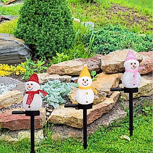 Goldye Solar Garden Lights LED Christmas Lawns Snowman Plug Stake Lights Courtyard Landscape Path Light,Home Christmas New Year Patio Light Decoration,Outdoor Waterproof IP65 (Red)