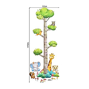 HaoFuJi Height Growth Chart for Kids Wall Stickers Animal Jungle Giraffe Owl Wall Decals Measure Stickers Children's Baby Boy Girl Kid Nursery Bedroom Playroom Wall Decor Toddler Wall Art Gift
