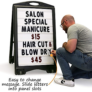 SmartSign 24"x36" Changeable Message Sign Board Sidewalk Sign, Standard Portable BigBoss & Letter Kit for Outdoor, Business, Large Black Standing Frame with Wheels, USA-Made