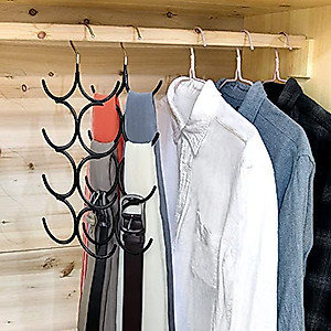 Yizhi Scarf Hanger Organizer Holder, No Snag Belt Rack Tie Hanger Sturdy 8 Hook Space Saving Closet Accessory Organizer for Scarves, Ties, Belts, Shawls, Pashminas and Jewelry (2, Black)