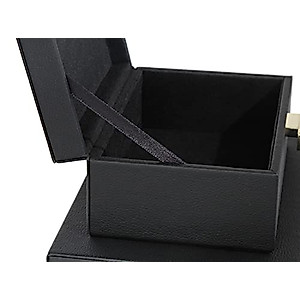 HofferRuffer Faux Leather Jewelry Boxes, Decorative Boxes Storage Accessory Organizer with Gold Hardware Decor, Classic Vegan Leather Set of 2 Pieces (Black)