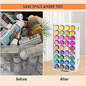 Acrylic Paint Organizer, 2 oz Craft Paint Holder Rack with 72 Holes, 360° Spining Craft Paint Storage Organizer Tower for Apple Barrel, Folkart Desk Organizer