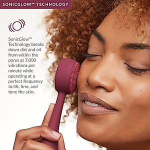 PMD Clean - Smart Facial Cleansing Device with Silicone Brush & Anti-Aging Massager - Waterproof - SonicGlow Vibration Technology - Clear Pores and Blackheads - Lift, Firm, and Tone Skin