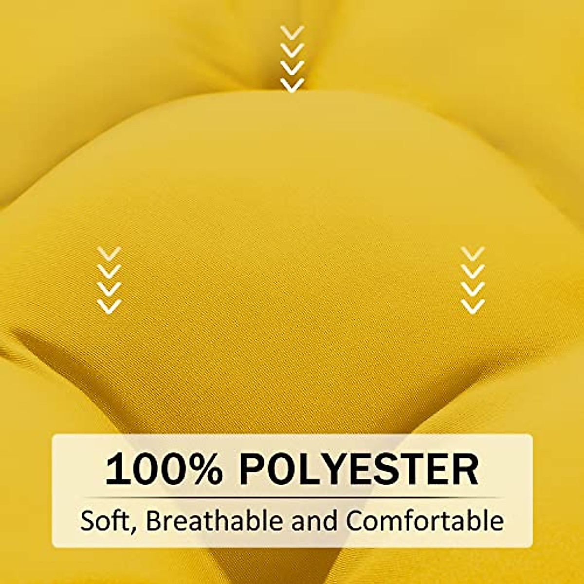 downluxe Outdoor Chair Cushions, Waterproof Tufted Overstuffed U-Shaped Memory Foam Seat Cushions for Patio Funiture, 19" x 19" x 5", Yellow, 2 Pack
