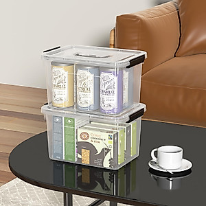 Cinkyou 5 L Clear Plastic Storage Box with Handle and Lid, Plastic Latching Container Bins, 4 Pack