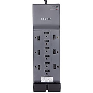 Belkin 12-Outlet Home and Office Series Surge Protector, 8ft Cord, Gray