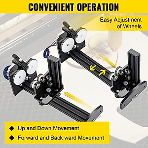 VEVOR Rotary Axis Attachment, 4 Wheels Laser Rotary Attachment, 57 Stepper Motor Laser Cutter Rotary, 50 mm-350 mm Carve Length for Engraving Cutting Machine Spherical Carving Cylinder Carving