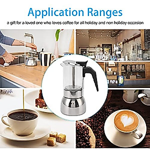 Mumusuki Stovetop Moka Pot, Glass Classic Italian Coffee Maker with Stainless Steel Base for Flavored Strong Coffee Ideal Coffee Lover Gift (200ML)