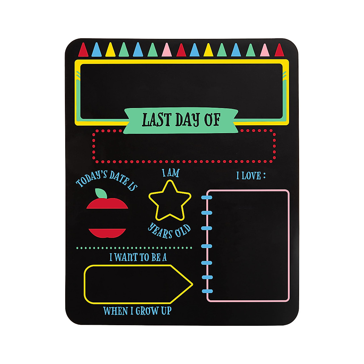 Pearhead First and Last Day of School Reversible Chalkboard, Milestone Board, Reusable Photo Sharing Prop with Chalk, Celebrate School Memories and Milestones