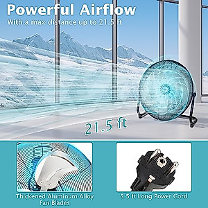 COSTWAY Floor Fan, 20-inch High Velocity Floor Fan with 145° Adjustable Tilt, 3-speed Adjustable, Heavy Duty Metal Industrial Floor Fan for Home Garage Warehouse Workshop Outdoor Indoor Use, Black