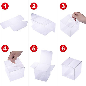 Clear Candy Apple Boxes with Hole 4"x 4"x 4" Transparent Favor Boxes Set of 20 Food-Grade Treat Box for Caramel Apples Cake Pops Cookies Chocolates (Clear, 20)