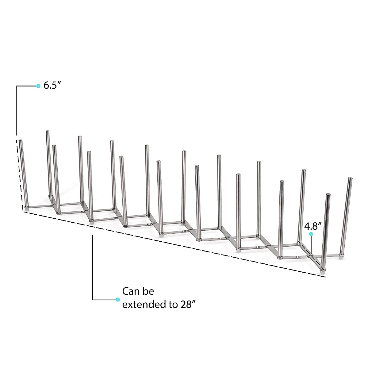 brightmaison BGT Stal Pots and Pans Organizer for Cabinet, Pot Lid & Plate Holder Adjustable Kitchen Organization Unit Stainless Steel 8 sectional