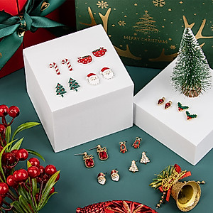 Christmas Earrings for Women,15 Pairs Hypoallergenic Santa Claus Candy Cane Snowman Christmas Tree Stud Holiday Earring Set Gift for Teen Girls Jewelry