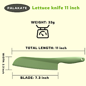 PALAKATE Lettuce Knife, 11 inch Nylon knife, Plastic Lettuce Knife to Prevent Browning, Dishwasher Safe (1, Blue)