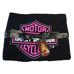 Harley-Davidson Baby Girls' Bar & Shield Receiving Blanket, Black/Pink 0100094