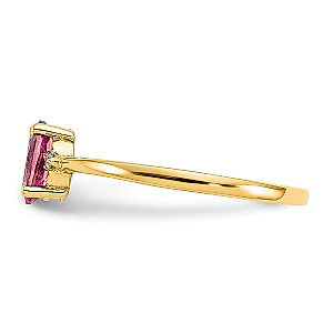 IceCarats 14K Yellow Gold Diamond Pink Tourmaline October Birthstone Ring Gemstone Band Size 6