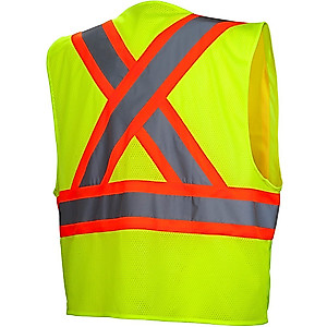 Pyramex Safety RCZ2410L RCZ24 Series Vest Hi-Vis Lime Vest with Contrasting Reflective Tape - Size Large