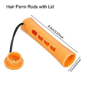 CLIONE 60pcs Perm Rods Set for Natural Hair Plastic Cold Wave Rod Non-Slip Hair Rollers 0.87 Inch Orange Perm Rods for Long Short Hair Curling Rods Hair Perms for Women Hair Curlers DIY Tools