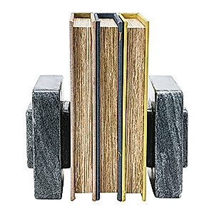 Main + Mesa Square Marble Bookends, Black
