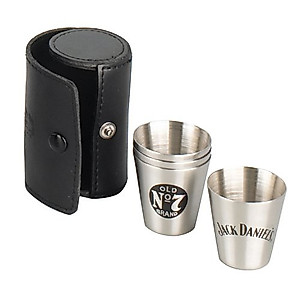 4 Piece Jack Daniels Stainless Steel Shot Glass Travel Set