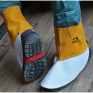 ZaoProteks ZP3002 Cowhide Leather Heat and Abrasion Resistant Welding Spats, Welding Boot Protectors, Welding Shoe Cover, Welding Gaiters