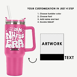 LifGif In My Nurse Era Personalized Laser Engraved 40 oz Large Tumbler with Handle, Nurse Gifts for Birthday, Appreciation Week, Nursing School Graduation for Nurses, Nurse Practitioner Gifts