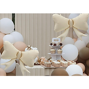 3 Pcs Bow Big Balloon Macaron White Bow Theme Birthday Party Baby Shower Girl Party Decoration Suppli