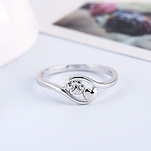 LGSY Dog Paw Rings for Women Sterling Silver