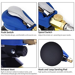 5 inch Pneumatic Orbital Sander Air Sander Palm Da Sander Hook and Loop Air Powered and Swirl Free by ZHONG AN