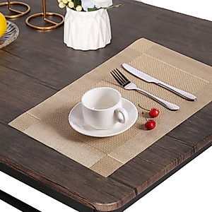 VECELO 5 Piece Kitchen Dining Room Table and Chairs Set for Home, Dinette, Breakfast Nook, Farmhouse, Small Space, Dark Brown