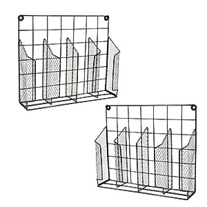 Home Basics Stainless Steel Rust Resistant Wrap Organizer, Perfect for Food Storage Bags, Silver Foil, Wax Paper, Sandwich Bags, Plastic Wrap- Mounts to Cabinet Door or Wall (ONYX BLACK, 2)