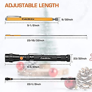EverBrite 2-Piece Magnetic Pick Up Tool Set, Telescoping 360 Swivel Extensible Magnet Tool with LED Light, Gift for Dad, Mom, Husband, Birthday, Mechanic & Garage Tool