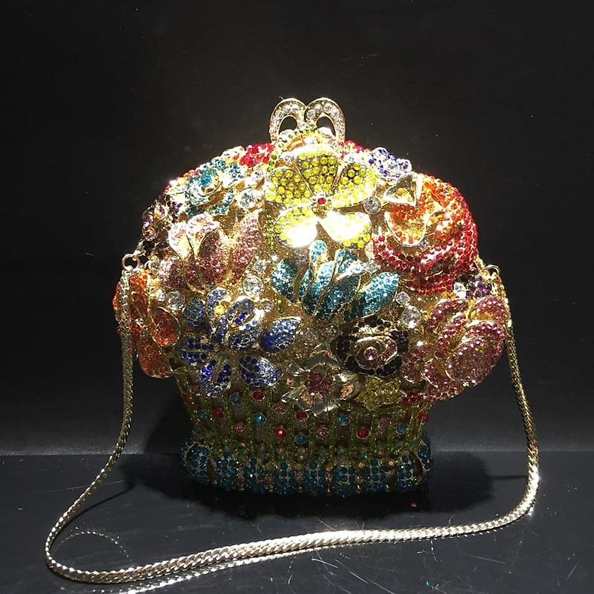 ZLXDP Basket Shape Diamond Lady Clutch Purses and Handbags for Women Hollow Out Evening Party Dinner Bag