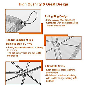 Hoedia Portable Fire Pit Outdoor 16.5 Inch Camping Fire Pit Foldable, Steel Mesh Fire Pits Fireplace for Camping, Outdoor, Patio, Backyard and Garden (Silver)