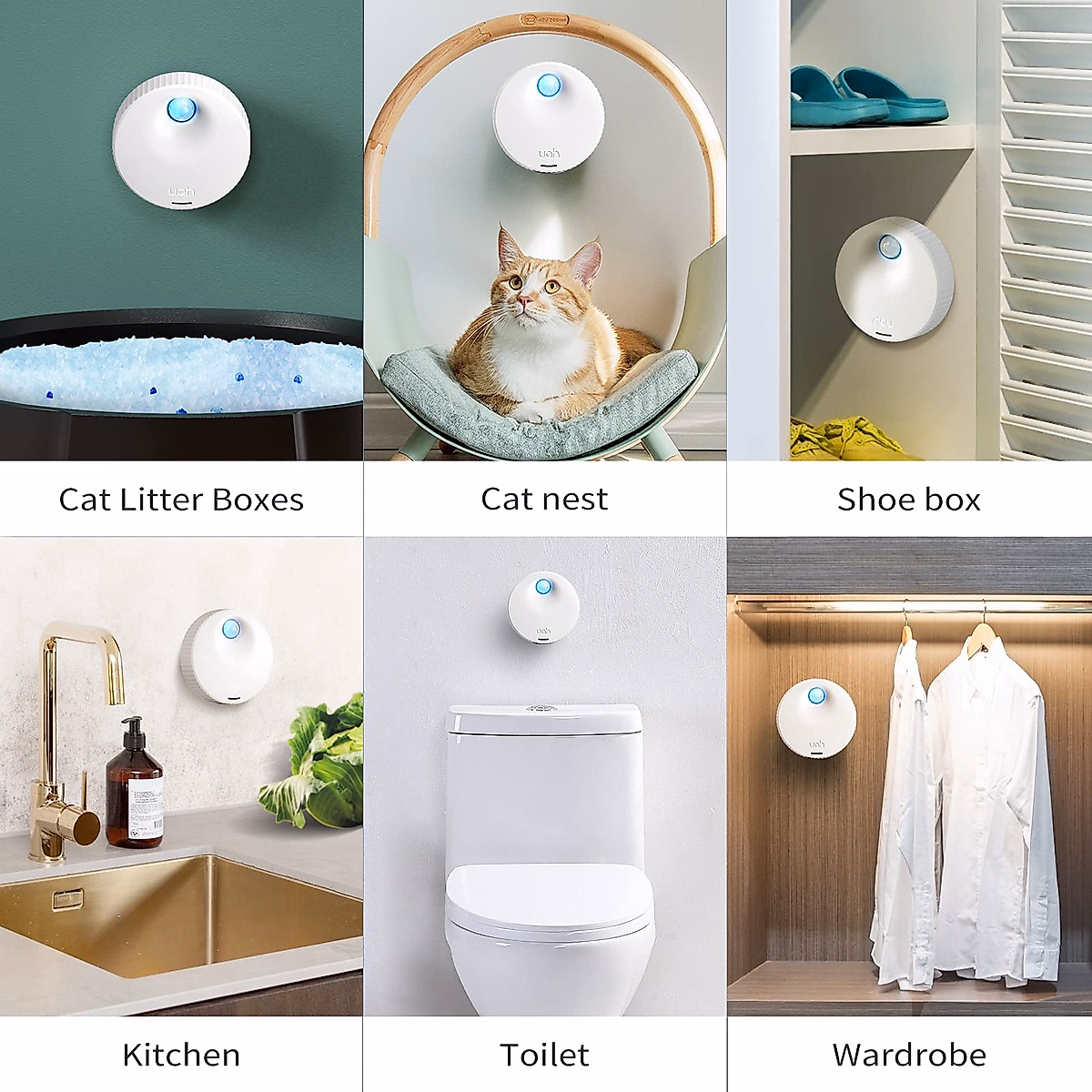 uahpet Cat Litter Deodorizer Odor Eliminator 99.9% Dust-Fall for All Kinds of Cat Litter Box Bathroom Wardrobe Kitchen and Small Area（ 80% Deodorization /99% Deodorization)