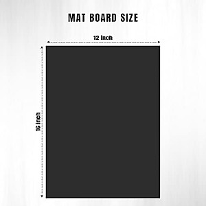 AUEAR, Black 12x16 Uncut Mat Matte Boards for Picture Framing, Print, Artwork - Backing Boards 1/16" Thick, 15 Pack