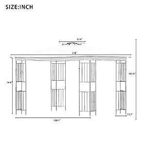 Merax Hardtop Gazebo - Outdoor Canopy Tent with Netting for Patio Garden Backyard (Beige)