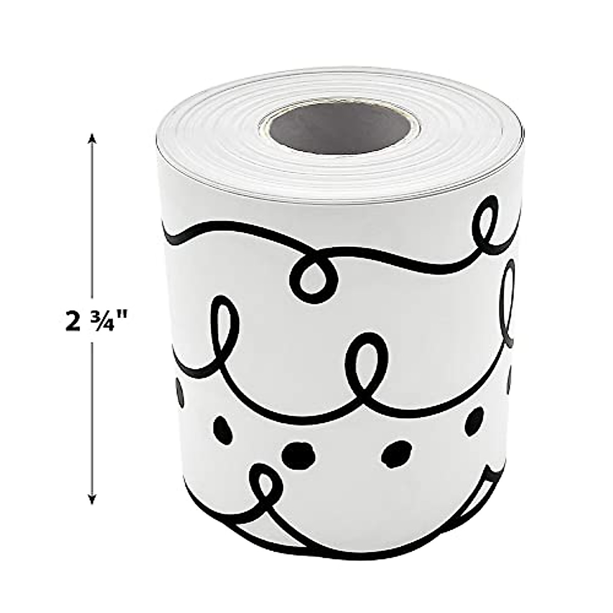 Teacher Created Resources Squiggles and Dots Die-Cut Rolled Border Trim (TCR8914),Black, White