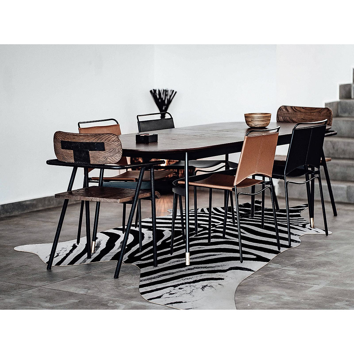 Guyi Rare Large Zebra Rug 7.6X 6.2 ft Faux Cowhide Rug Large Aesthetic Rugs for Bedroom Living Room Dining Room Animal Rug Cowhide Rug (White Zebra Rug, XXL(7.6x6.2 ft))