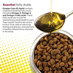 Omega-Caps Extra Strength Liquid for Cats & Dogs. Vet Formulated for Healthy Radiant Skin & Coat, Reduces Excess Shedding. Contains EPA, DHA, & Omega 3 for Joint, Heart & Immune System Support. 16 OZ.