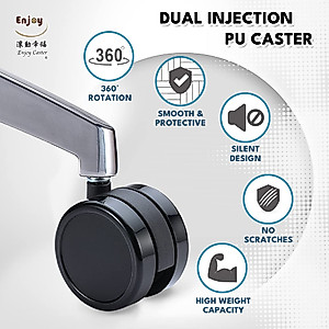 Enjoy Caster | 3 Inch Office Chair Casters for Herman Miller Aeron Chair | Dual Injection Polyurethane Wheels for Hardwood Floors | Universal Stem Size 7/16" Office Chairs (7506BUB-16)