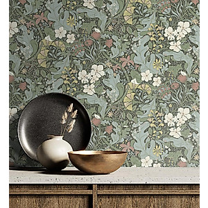 HeloHo Peel and Stick Wallpaper Green Floral Wallpaper for Bedroom Self Adhesive Removable Wallpaper Waterproof Contact Paper for Living Room Bedroom Decor 16.1" X 78.7"