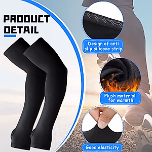 Skylety 2 Pairs Arm Sleeves Warmer Cycling Thermal Arm Warmer Arm Sleeves Arm Winter Cover with Thumb Holes for Men Women(Black, Large)