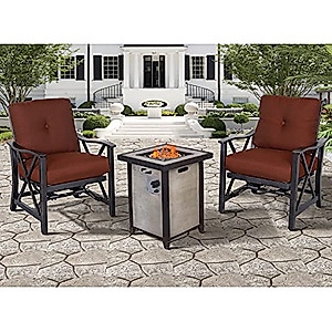 20" Outdoor Patio Propane Fire Pit Table, 40,000 BTU Auto-Ignition Gas Heater Column with Realistic Faux Wood Pattern, ETL Certification, for Outside Garden Backyard Deck
