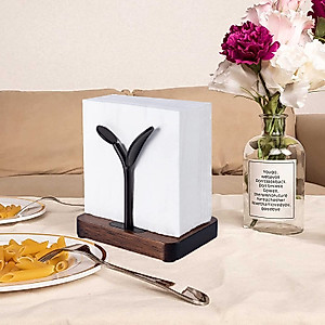 Wooden Napkin Holder for Table - Wood Napkin Holder with Black Cast Iron,Cute Cocktail Napkin Holders for Parties,Modern Farmhouse Black Napkin Holder,Metal Rustic Napkin Holders