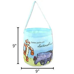 Winnie the Pooh Kids Collapsible Nylon Gift Basket Bucket Tote Bag (One Size, Blue)