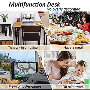 Folding Table Computer Desk, No Assembly Required, Sturdy and Heavy Duty Writing Desk for Small Spaces, Brown