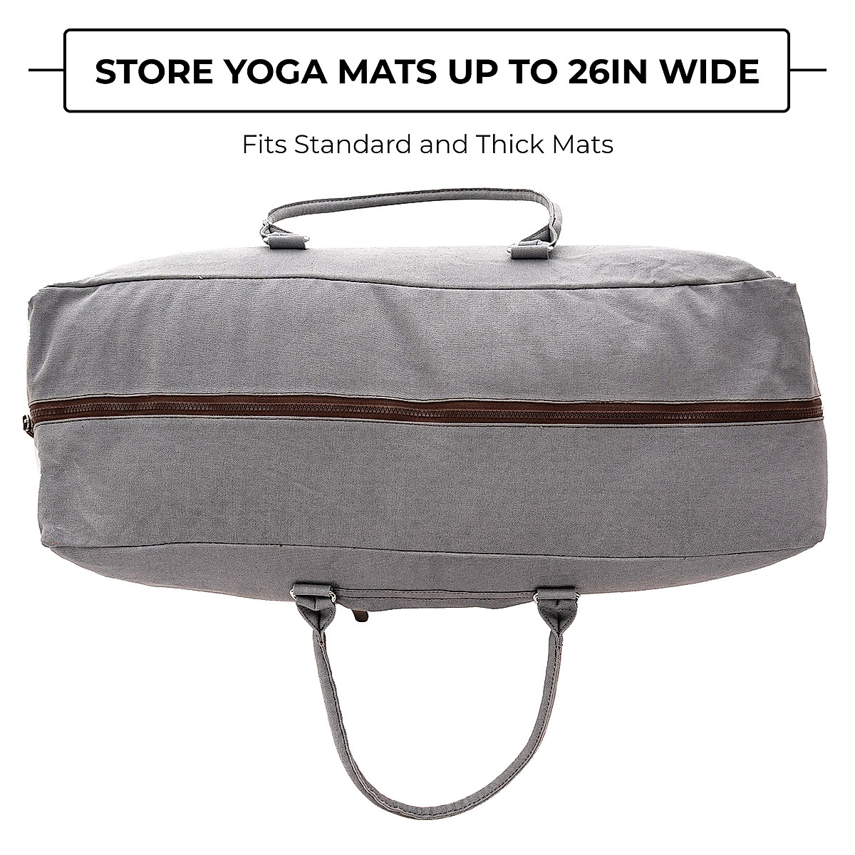Mount Adams XL Yoga Mat Bag, 26" x 10" x 10", Extra Large Yoga Mat Carrier, Fitness Bag for Exercise Mat, Block, Straps, and Blanket, Canvas Gym Duffle Bag for Workout Accessories, Gray
